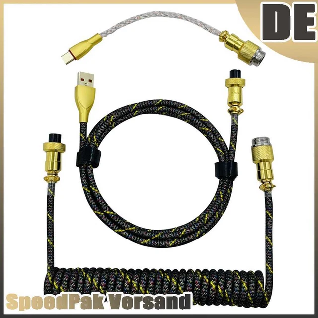 NUE TYPE C Mechanical Keyboard Coiled Spring Wire Aviator Cable (3x RGB ...