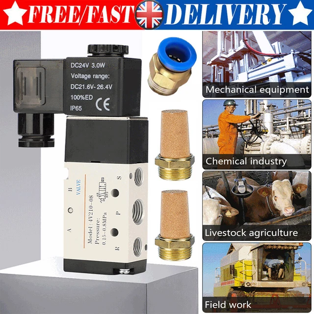 PNEUMATIC CYLINDER LINEAR Actuator Kit-4V210-08 Solenoid Valve Air ...