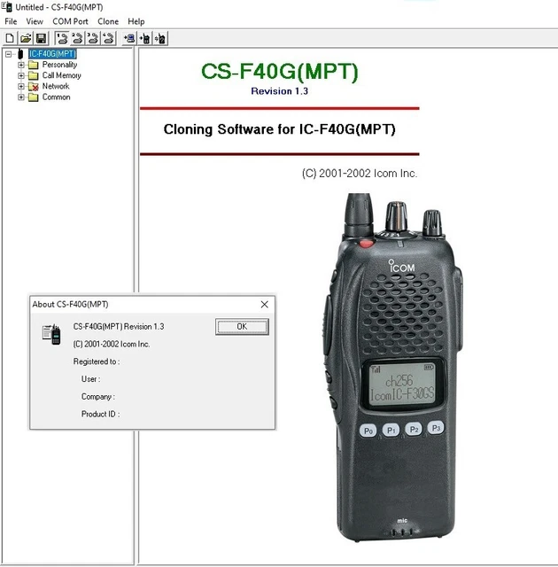 ICOM CS-F40G REV. 1.3 SOFTWARE DI PROGRAMMAZIONE CLONE per IC-F40G (MPT) **Donwload** EUR 22,69 ...