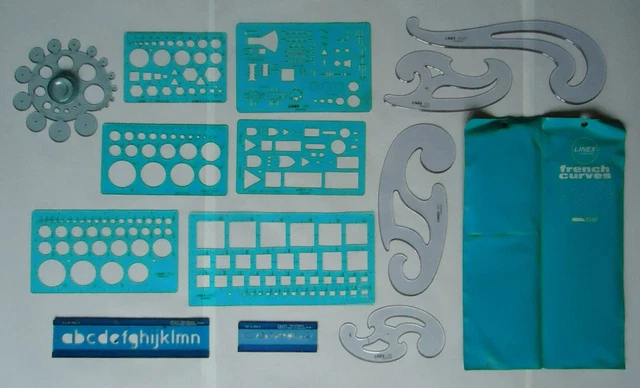 VINTAGE LINEX STENCILS Template French Curves Architect Technical Uno ...