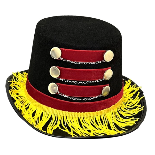 ADULT COSTUME ACCESSORY Ringmaster Hat Metallic Buttons for Masquerade ...
