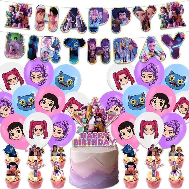 KPOP DEMON HUNTERS Birthday Party Decorations Rumi Banner Balloons Cake ...