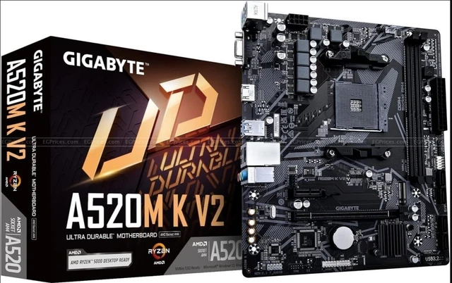 GIGABYTE A520M K V2 AMD A520 AM4 DDR4 Micro ATX Motherboard £35.00 ...