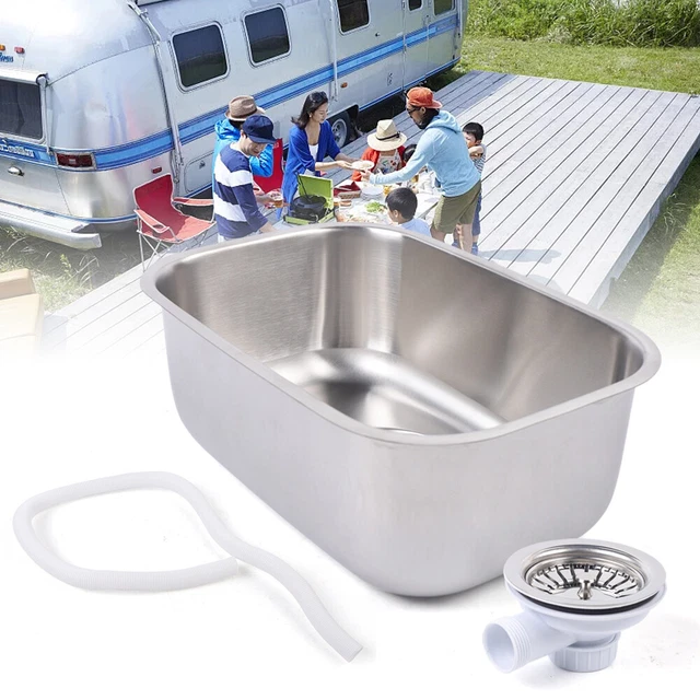RV BOAT CARAVAN Camper Wash Basin Kitchen Sink Stainless Steel w/ Water ...