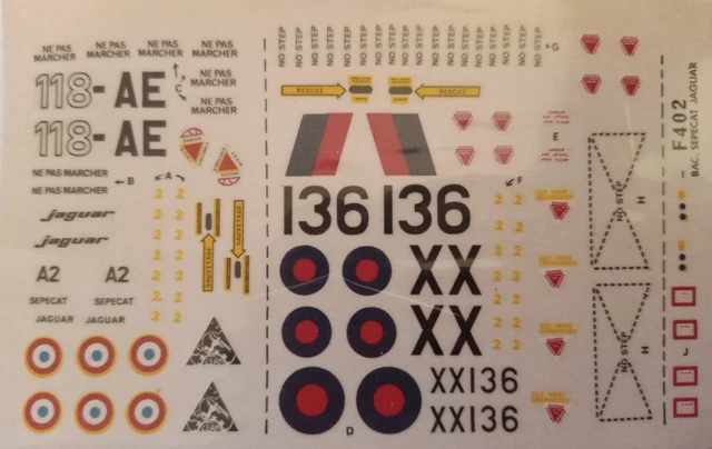 DECALS 1/72 SCALE : FROG Sepecat Jaguar F402 £6.45 - PicClick UK