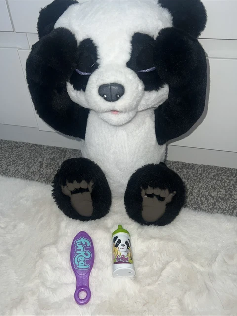 FURREAL FRIENDS PLUM Curious Panda Cub Interactive Toy Brush & Bottle ...