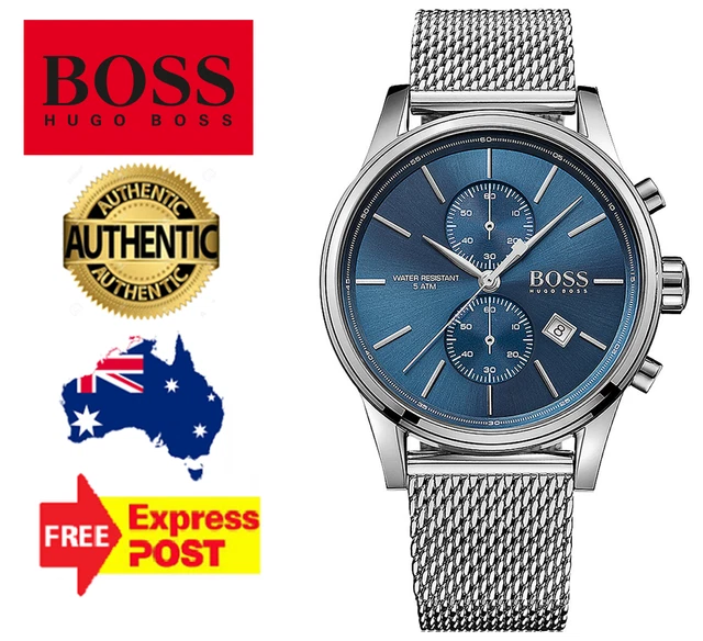 NEW HUGO BOSS Jet Hb1513441 Silver/Blue Mesh Band Chronograph Quartz ...