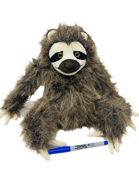 FIESTA PLUSH 3 Toed Sloth Brown Furry Realistic Stuffed Animal Toy 9 ...