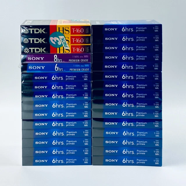 30 BLANK VHS Video Cassette Recorder Tapes Sony TDK NEW Sealed T-120 EP ...