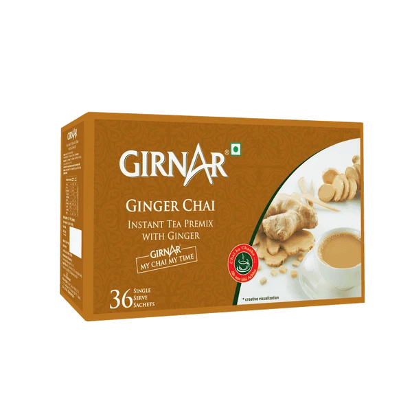 GIRNAR GINGER CHAI Instant Tea Premix With Ginger, (Low Sugar, 10 ...