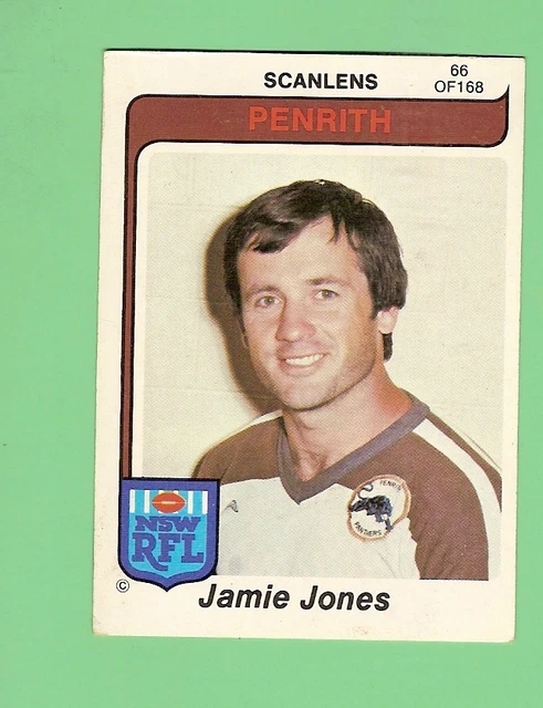 1980 PENRITH Panthers Scanlens Rugby League Card #66 Jamie Jones, Tim ...