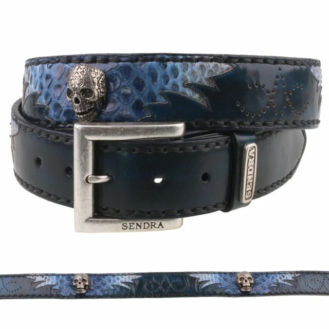 SENDRA BOOTS 1274-DENVER Azul Herren Gürtel Belt Python Leder Blau ...