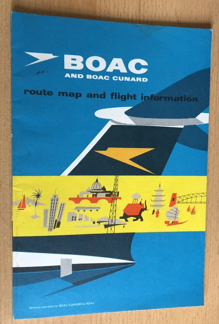 BOAC & BOAC-CUNARD, Route Map & Flight Information, 1964 Used +VAT £9. ...