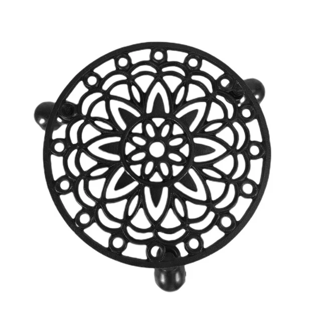 1# CAST IRON Plant Pallet Caddy Plant Pot With Heavy Duty Wheels Round ...