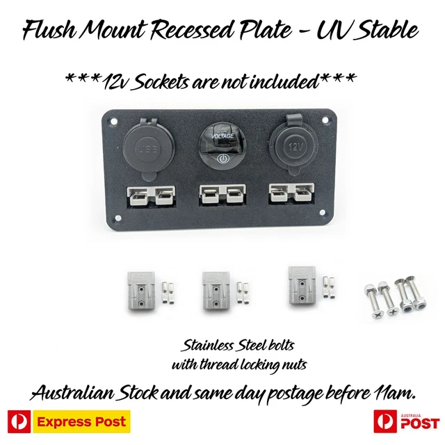 TRIPLE 50AMP CIGARETTE Socket Flush Mount Recessed Plate NO socket $26. ...