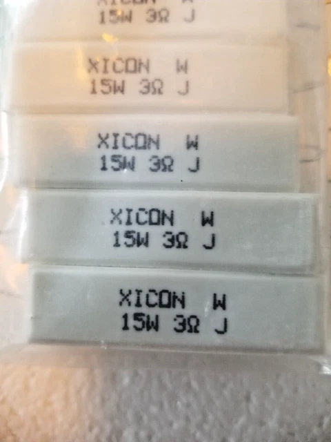 LOT 4PCS XICON 3 Ohm 3Ω 15W 15 WATT 5% WIRE WOUND CERAMIC resistor $6. ...