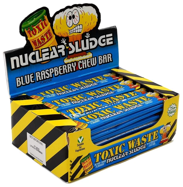 BULK PACK: TOXIC Waste Nuclear Sludge Blue Raspberry Chew Bar 50x20g ...