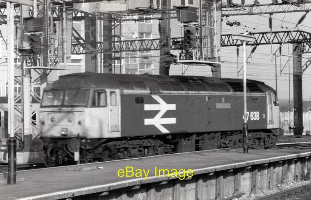 PHOTO RAILWAY 6X4 Class 47 47638 Light Engine unknown station c1986 £2. ...