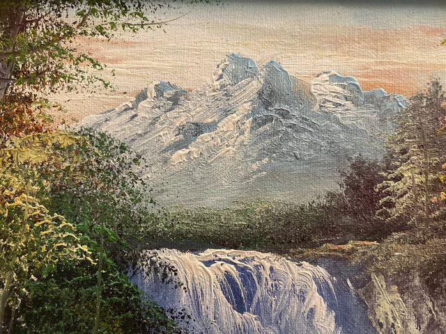 R. DANFORD SNOW Mountain River Falls Original Oil On Canvas Landscape ...