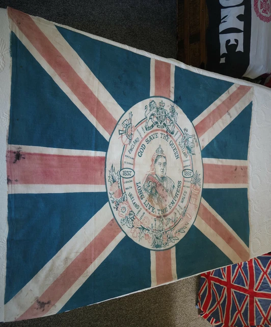 VICTORIAN BRITISH EMPIRE Vintage Union Jack Flag Dated 1887: Old ...