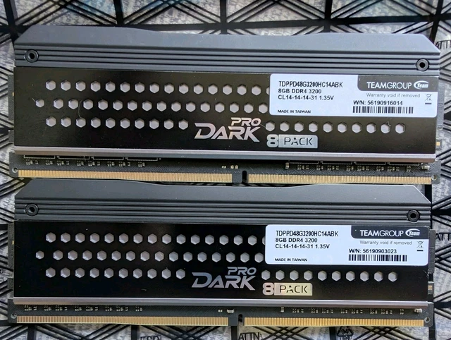 TEAM GROUP T-FORCE Dark Pro DDR4 3200 CL14 16GB Kit 8-Pack B-Die £32.96 ...