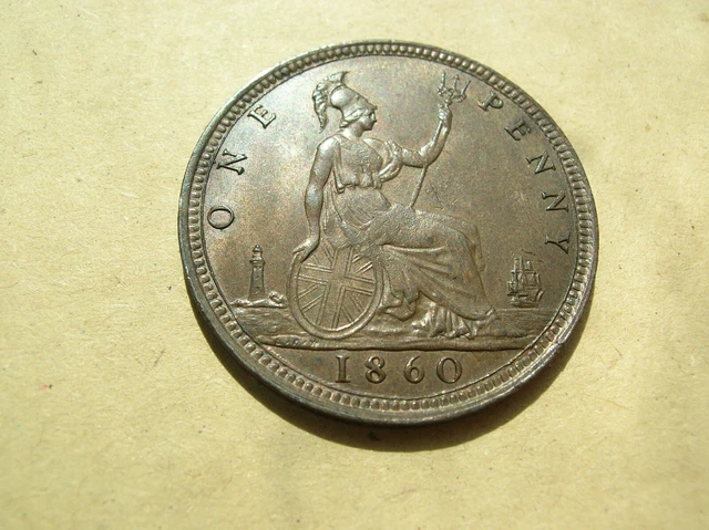 HIGH GRADE 1860 Queen Victoria penny toothed border ,L.C.W below shield ...