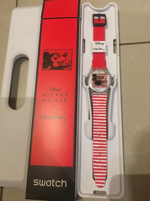 SWATCH KEITH HARING x Disney Mickey Mouse Mariniere GZ352 Watch Red EUR ...