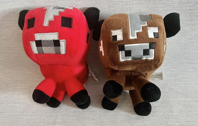 MINECRAFT RED BROWN Cow Mooshroom Mojang 2014 Soft Toy Plush Bundle 5.5 ...