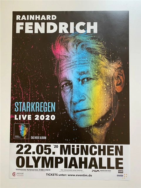RAINHARD FENDRICH STARKREGEN Live 2020 Konzert Affiche A1 Munich 22.5. ...