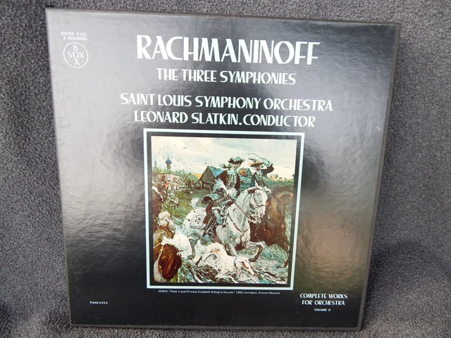 RACHMANINOFF THE THREE Symphonies Leonard Slatkin 3 record Set Boxvox v ...