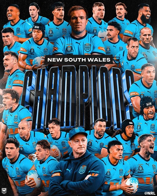 NSW BLUES 2024 State Of Origin Nrl Rugby Champions Team Player Photo ...