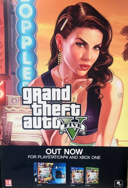 RARE ROCKSTAR GRAND Theft Auto GTA 5 Original LARGE Advertising Poster ...