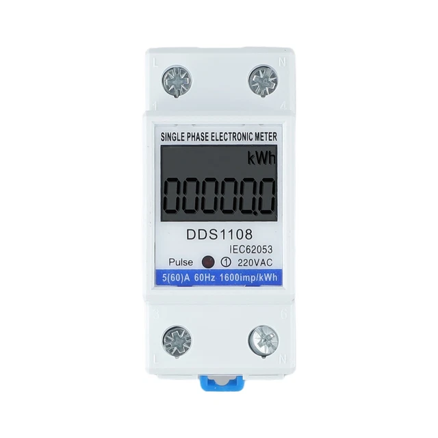 SINGLE-PHASE ENERGY METER Plastic Versatile 220V AC Display 60A Cables ...