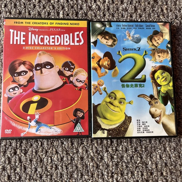 KIDS 2 DVD Bundle Shrek 2 & The Incredibles Excellent Condition £3.00 ...