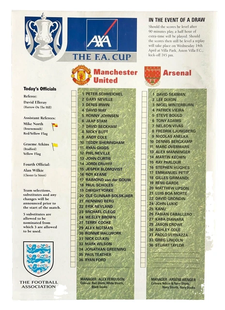 MANCHESTER UTD V Arsenal FA Cup Semi Final Programme 11th April 1999 ...