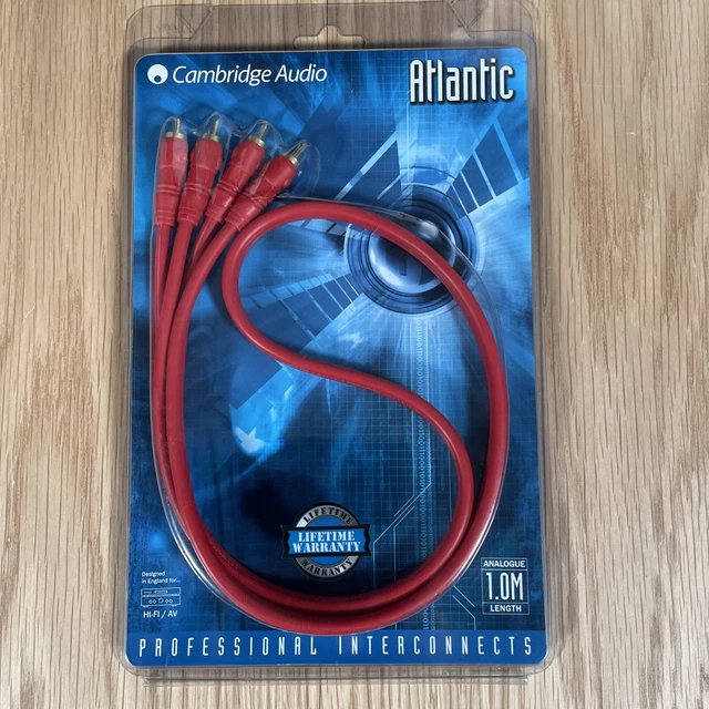 CAMBRIDGE AUDIO ATLANTIC Interconnect RCA Cables 1m Long Gold Plated ...