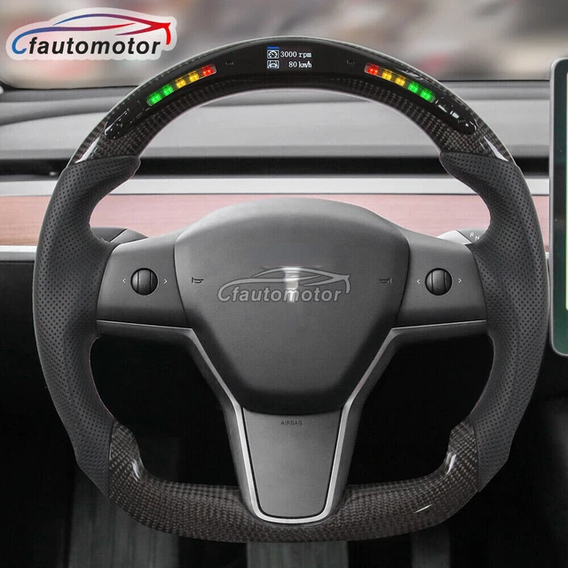 VOLANT LED INTELLIGENT perforé en fibre de carbone compatible avec ...