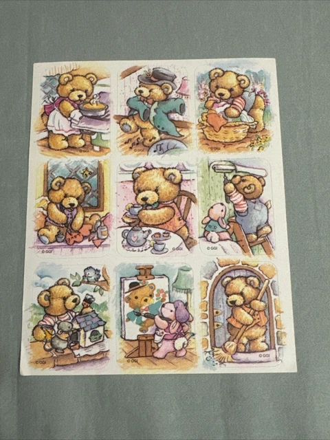 VINTAGE STICKERS SHEET 80’s 90’s Gibson Greetings GGI Teddy Bear ...