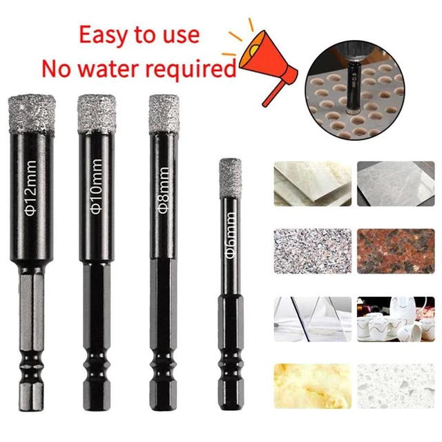 6-12MM HEXAGONAL SHANK Brazed Dry Ceramic Tile Drill Bit Marble Granite ...