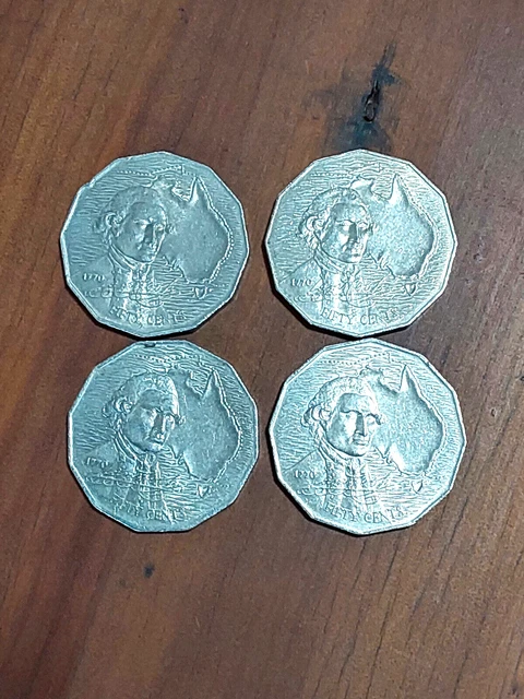 4 X 1970 50 Cent Coin Australia Captain Cook Bicentenary 1770 $10.00 ...