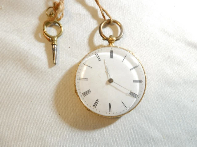 ANTIQUE GOLD DUBOIS Geneve Pocket watch Key wind # 3282 open face with ...