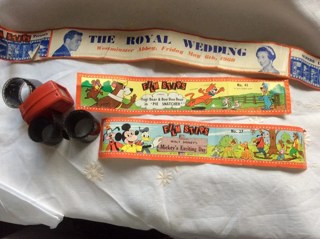 VINTAGE FILM STRIP VIEWER Coronation, Royal Wedding & 6 children's film ...