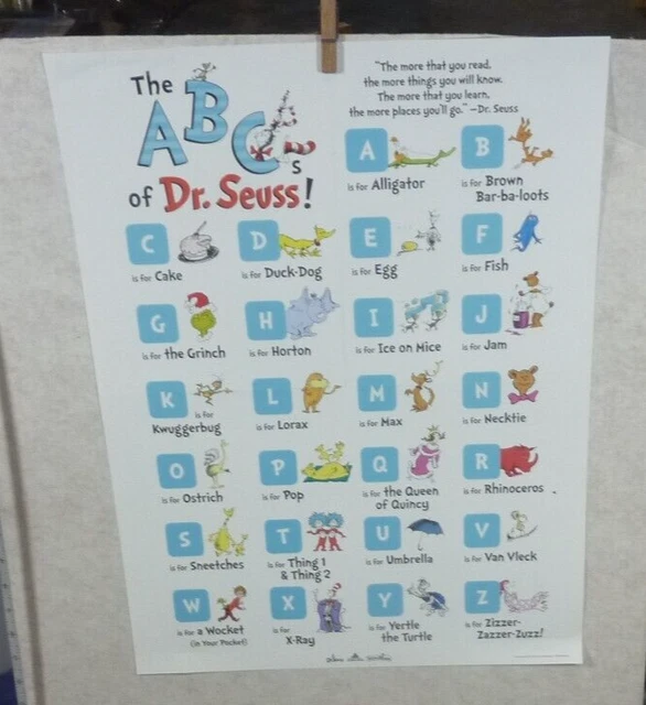 THE ABC'S OF Dr. Seuss Poster Chart Alphabet Classroom Homeschool ...