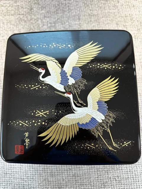BOÎTE JUBAKO LAQUÉE à deux niveaux grue pin Maki-e Craft EUR 521,76 ...