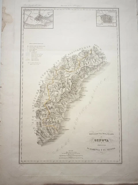 CARTINA DIVISIONE MILITARE di Genova Provincie Albenga e Savona ...
