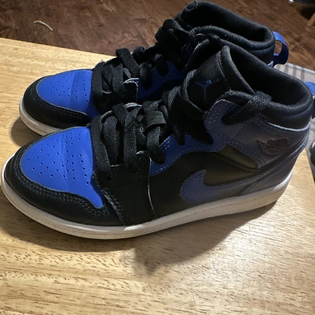 NIKE AIR JORDAN 1 Mid Hyper Royal Kids Blue/ Black Shoes 640734 077 ...