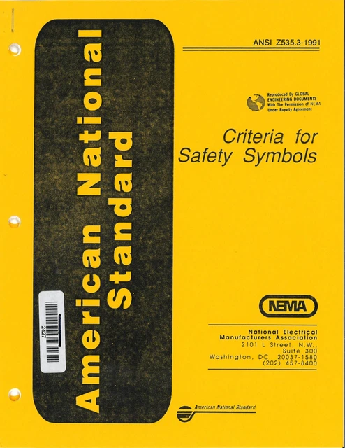 ANSI Z535.3-1991 - Criteria for Safety Symbols £234.42 - PicClick UK