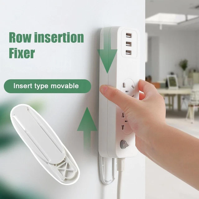 SELF-ADHESIVE POWER SOCKET Strip Fixator Wall Mounted Socket Strip Holder White) £4.90 - PicClick UK