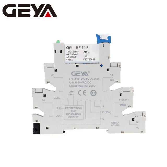 GEYA UL SLIM Relay Module For PLC AC/DC24V Relay module Grey 6A 6.2mm ...