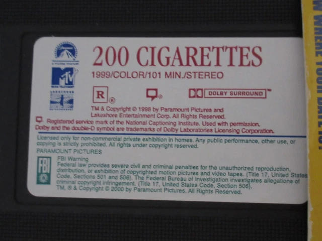 1999 VHS TAPE 200 Cigarettes Ben Affleck Paul Rudd Kate Hudson $24.99 ...